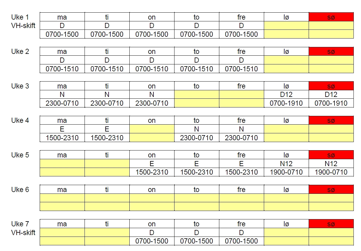 Skiftplan | Returkraft - SelectionPartner